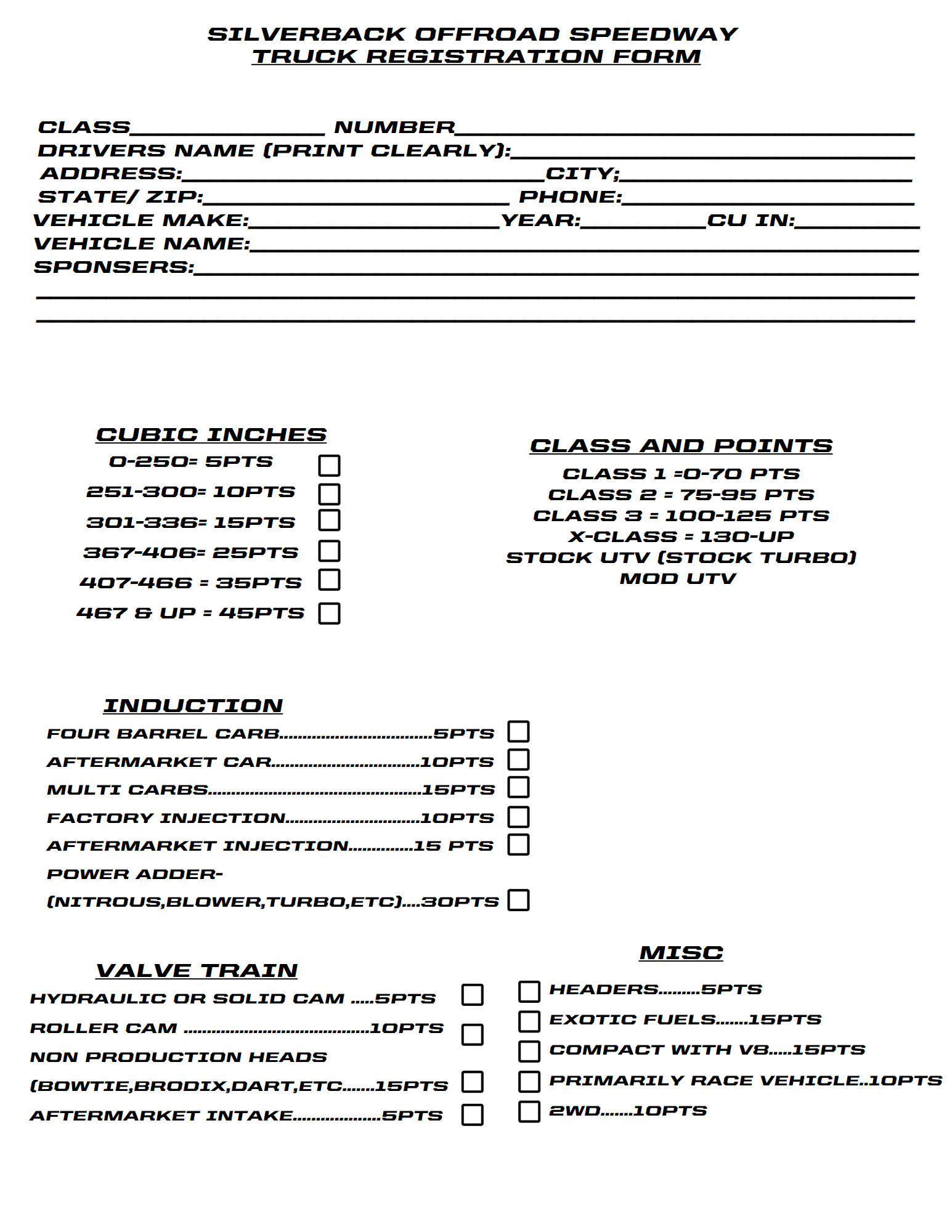 Registration forms – Silverback Speedway